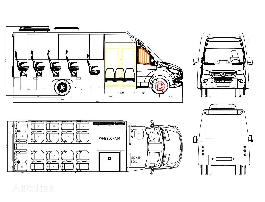 Novi Mercedes-Benz Frontniederflur Sprinter 515/517 Daily putnički minibus