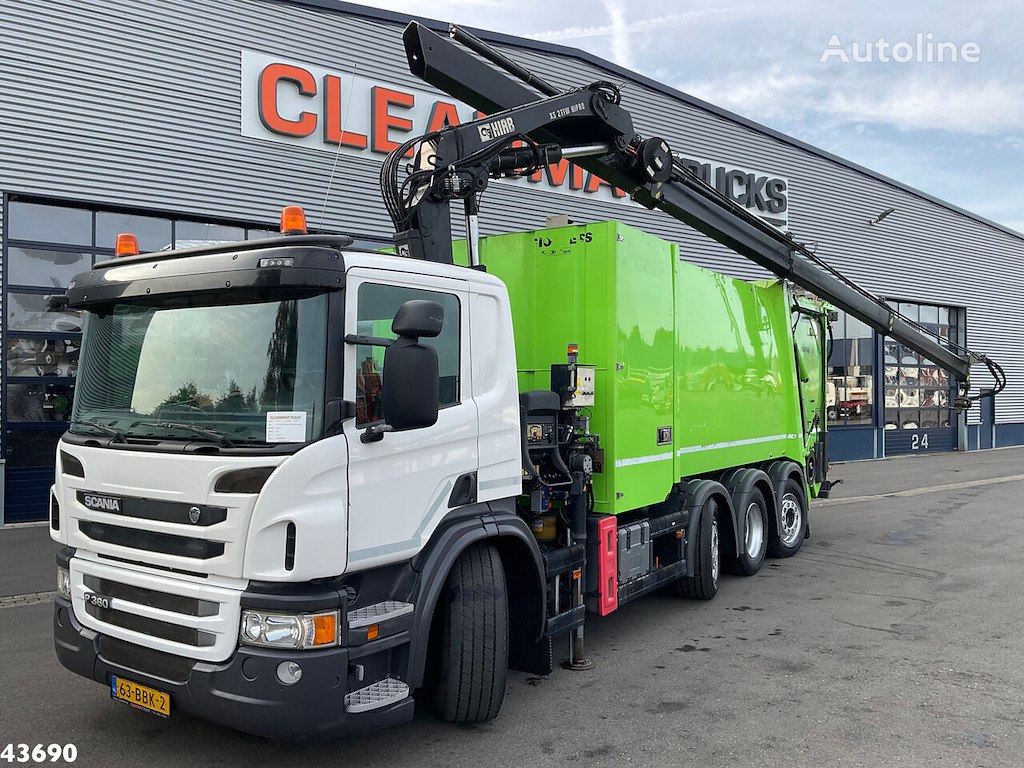 Scania P 360 Faun 18m³ + Hiab crane + Underground Container Washing Ins kamion za smeće