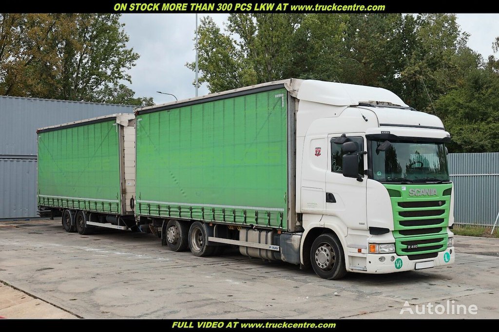 Scania R410, 6x2, EURO 6+TRAILER PANAV, 38 PALLETS kamion sa klizna zavesa cerada + prikolica sa kliznom ceradom