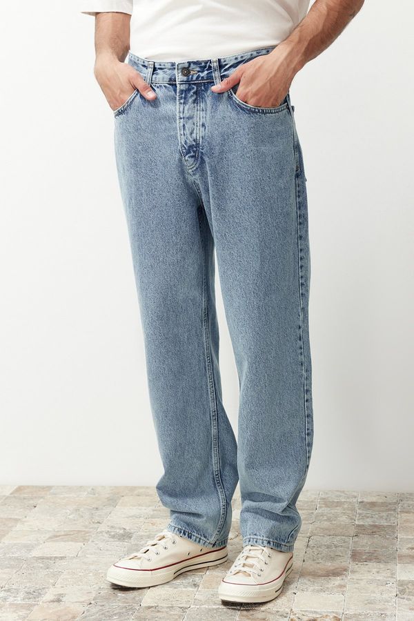 TRENDYOL BLUE BAGGY FIT JEANS LOOSE DENIM TROUSERS