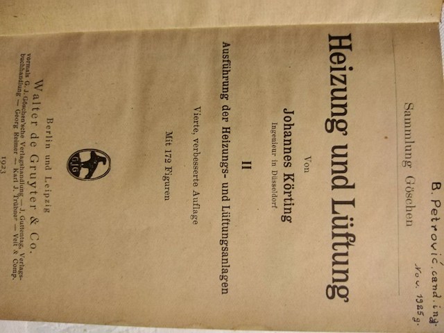 Antikvarna knjiga: Heizung und Lueftung(Grejanje i vent