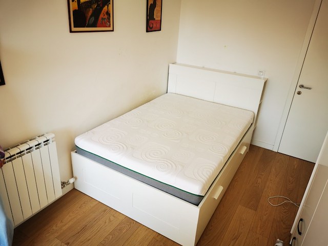 IKEA Brimnes krevet+uzglavlje+Schlarafia dušek 140x200