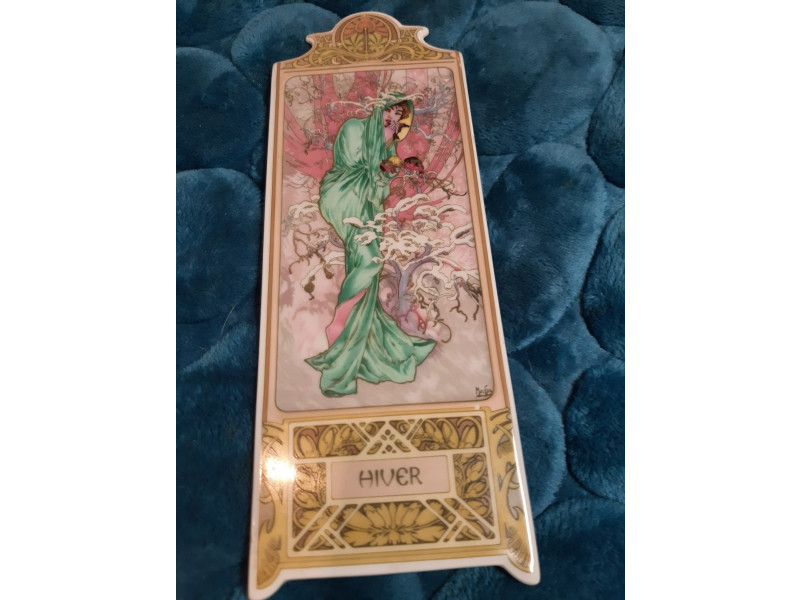 VINTAŽ HUTCHENREUTHER "ALFONS MUCHA ZIMA " ART NOUVEAU