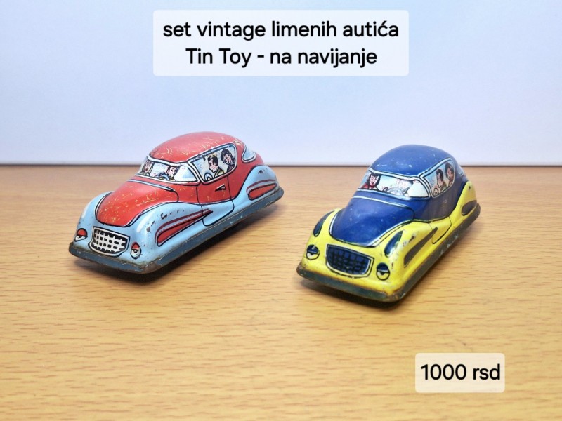 Set vintage limenih autića Tin Toy