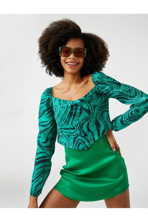 KOTON SQUARE NECK LONG SLEEVE BLOUSE