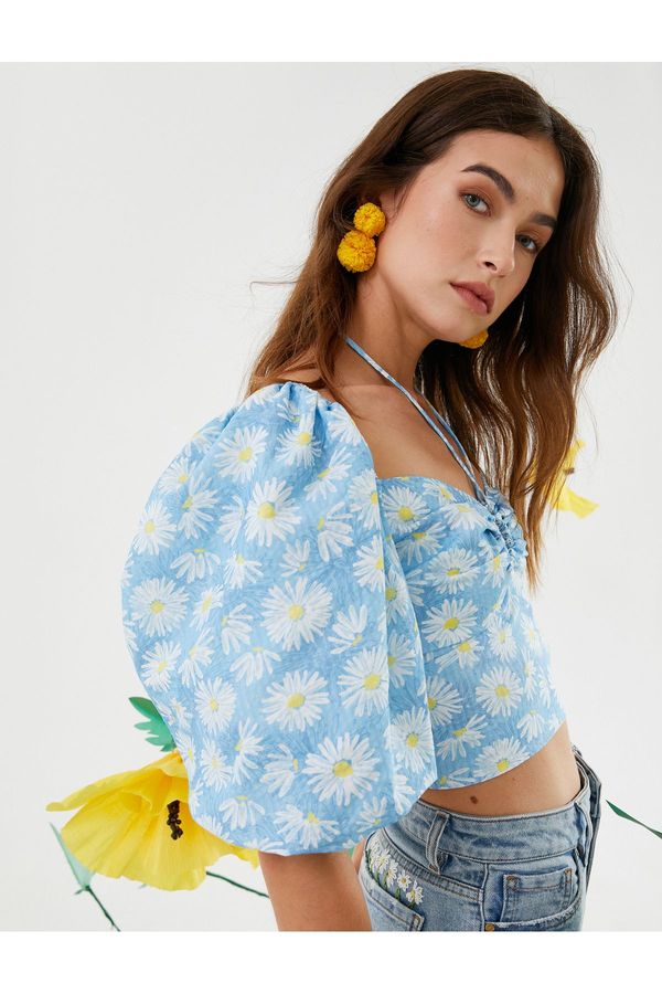 KOTON DAISY COLLAR DETAILED CROP BLOUSE