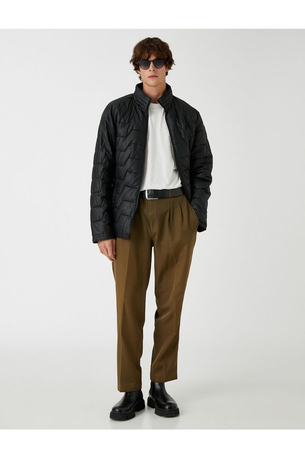 KOTON QUILTED COAT STAND COLLAR POCKET DETAILED WATERPROOF