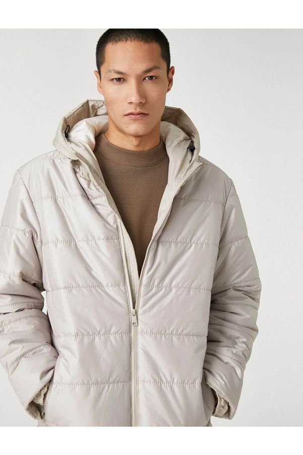 KOTON BASIC INFLATABLE COAT HOODED POCKET DETAILED ZIPPER