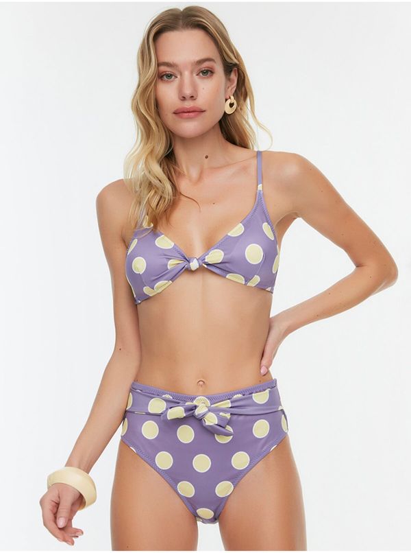 LIGHT PURPLE WOMEN'S POLKA DOT BIKINI BOTTOMS TRENDYOL - WOMEN