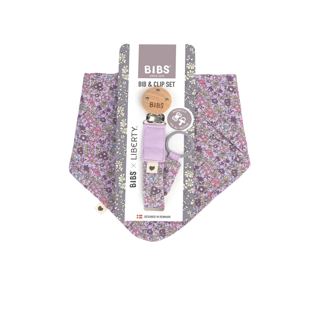 BIBS x Liberty set portikla i lančić Chamomile Lawn Violet Sky