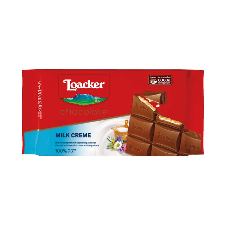 Loacker čokolada mlečni krem 87g Loacker