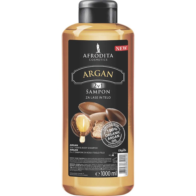 Afrodita šampon za kosu i telo argan 1l afrodita