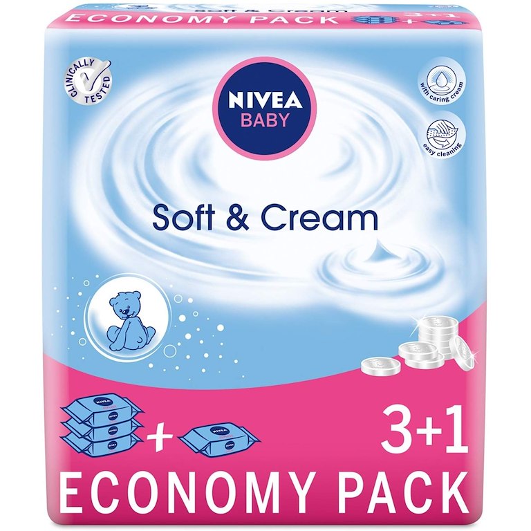 Nivea vl maramice baby soft&c 57/1 3+1gratis nivea