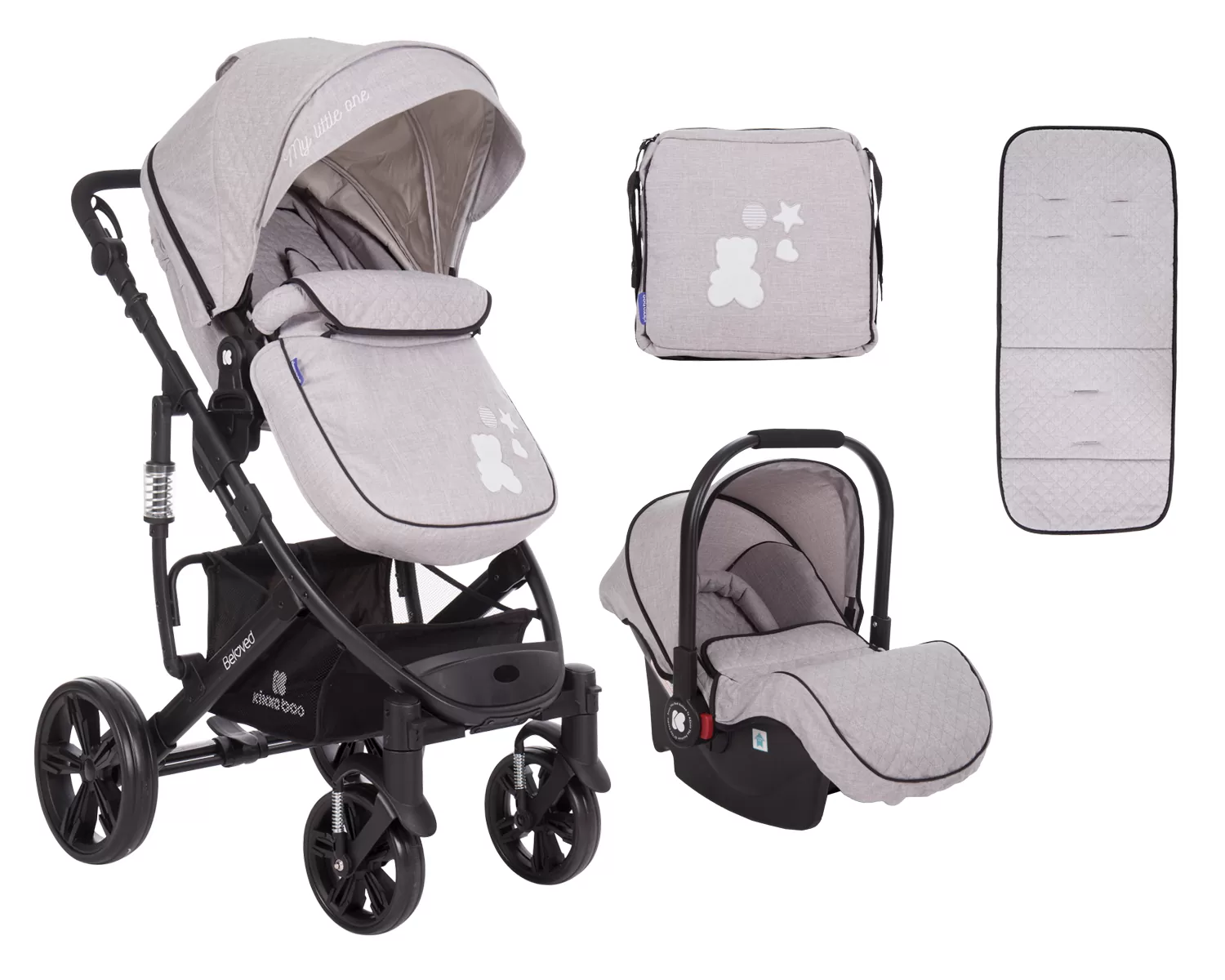 Kikka Boo Kolica BELOVED light grey 2in1 set sa autosedištem (KKB10121ASET)