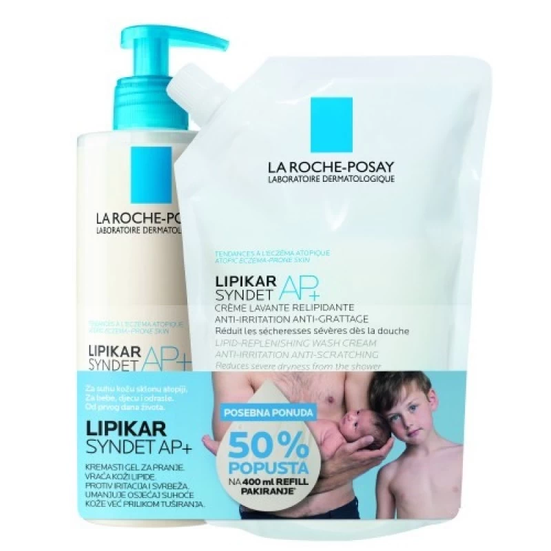 LA ROCHE POSAY LIPIKAR SYNDET AP+ 400ML + LIPIKAR SYNDER AP+ ECO REFILL 400ML