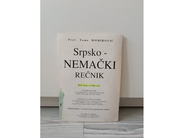 Srpsko-nemački rečnik - Prof. Toma Momirović