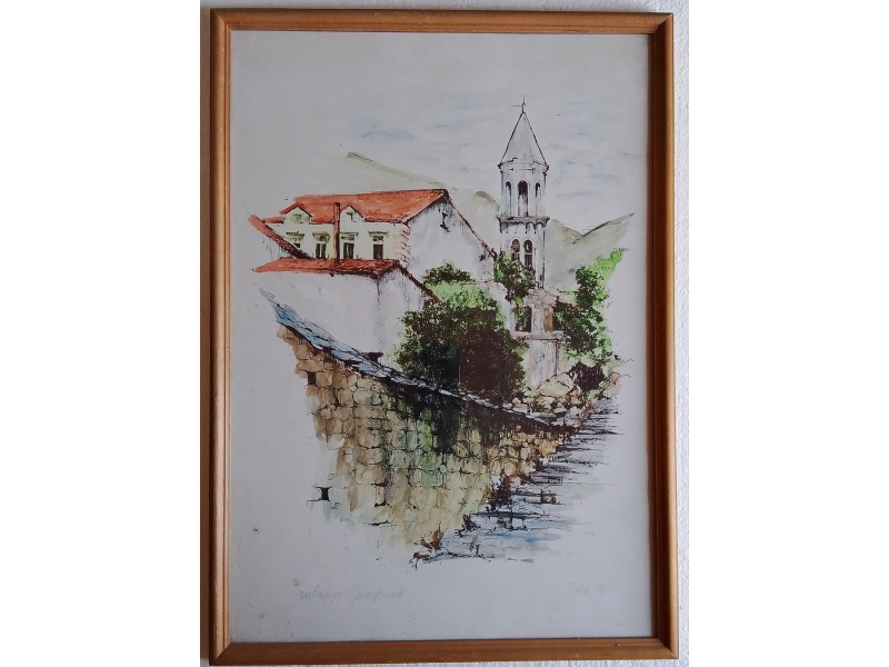 Akvarel -grafika, usamljena i potpisana 52*38cm