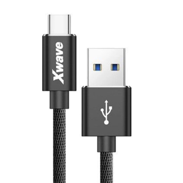 Xwave kabl USB Type C 3A ALU pleteni 2m Crni