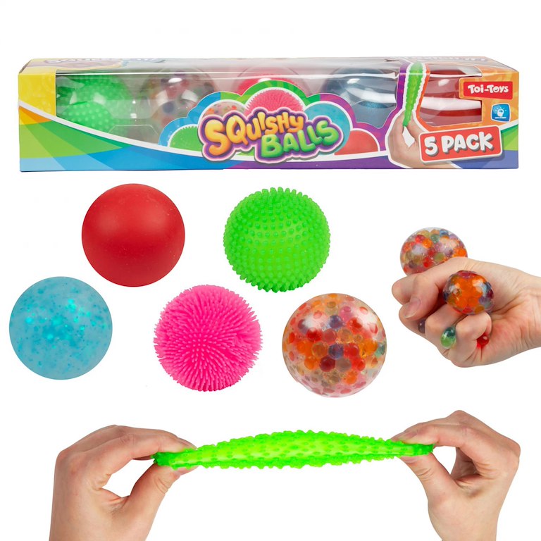 FUN SET SQUEEZE ANTI STRES LOPTICE 7CM 5PCS