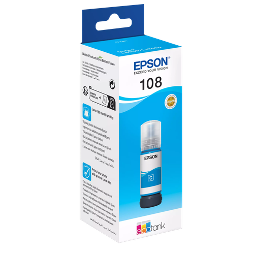 Epson C13T09C24A 108 EcoTank Cyan ink bottle