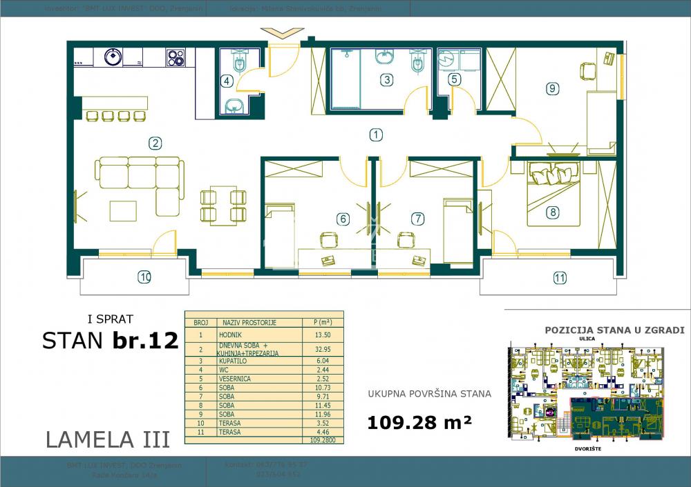 Petosoban stan u izgradnji, prvi sprat, Bagljaš ID#2219 144.250 €