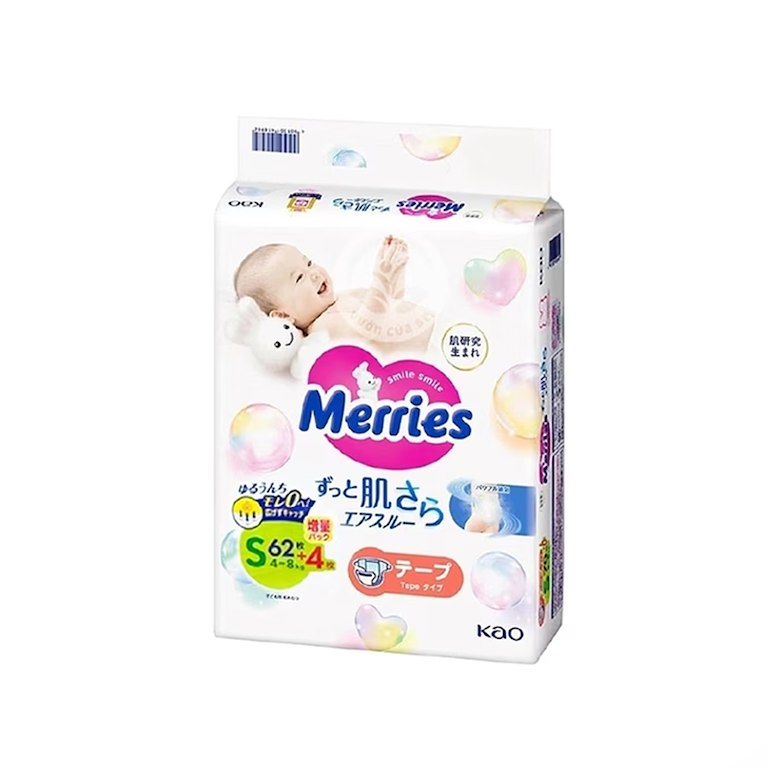 Merries pelene S 4-8kg, 62kom.+4