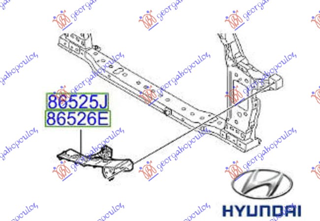 NOSAC PREDNJEG BRANIKA GORNJI BOCNI PLASTICNI (O) Desna str. HYUNDAI i10 (2016-) (OEM: 86526-B9500, 86526B9500)