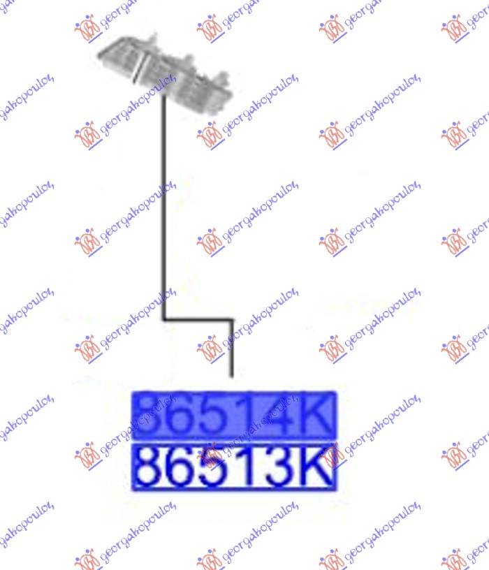 NOSAC PREDNJEG BRANIKA GORNJI BOCNI PLASTICNI (O) Leva str. HYUNDAI i10 (2016-) (OEM: 86525-B9500, 86525B9500)