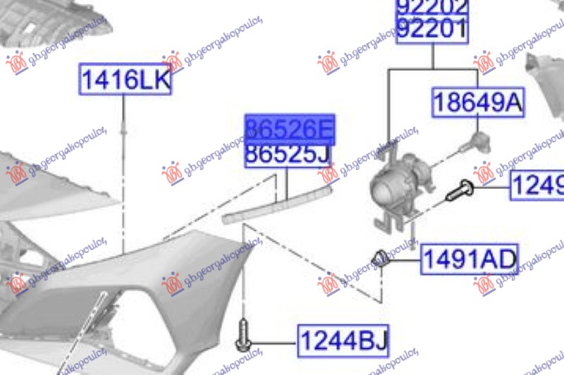 NOSAC PREDNJEG BRANIKA BOCNI PLASTICNI (O) Leva str. HYUNDAI BAYON (2021-) (OEM: 86525Q0AA0)