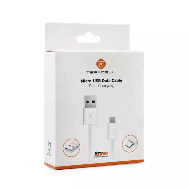 Data kabl Teracell Plus 2.4A micro USB beli 1.2m