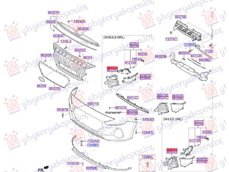 RESETKA PREDNJEG BRANIKA (LED DNEVNO SVETLO I MAGLENKA) (O) Leva str. HYUNDAI i30 FASTBACK (2017-) (OEM: 86563-G4AE0, 86563G4AE0)