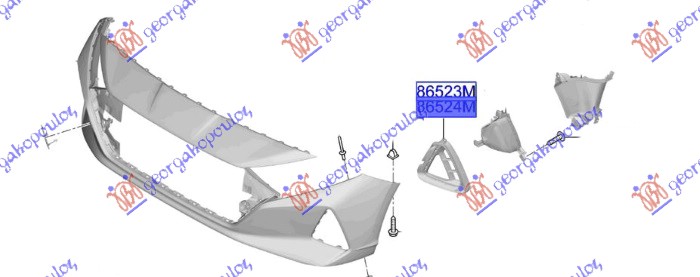 RESETKA PREDNJEG BRANIKA SPOLJASNJA (SA DNEVNIM SVETLOM) (O) Leva str. HYUNDAI i20 (2020-2024) (OEM: 86533-Q0000, 86533Q0000)