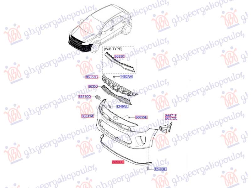 SPOJLER PREDNJEG BRANIKA (O) KIA STONIC (2017-) (OEM: 86591-H8400, 86591H8400)