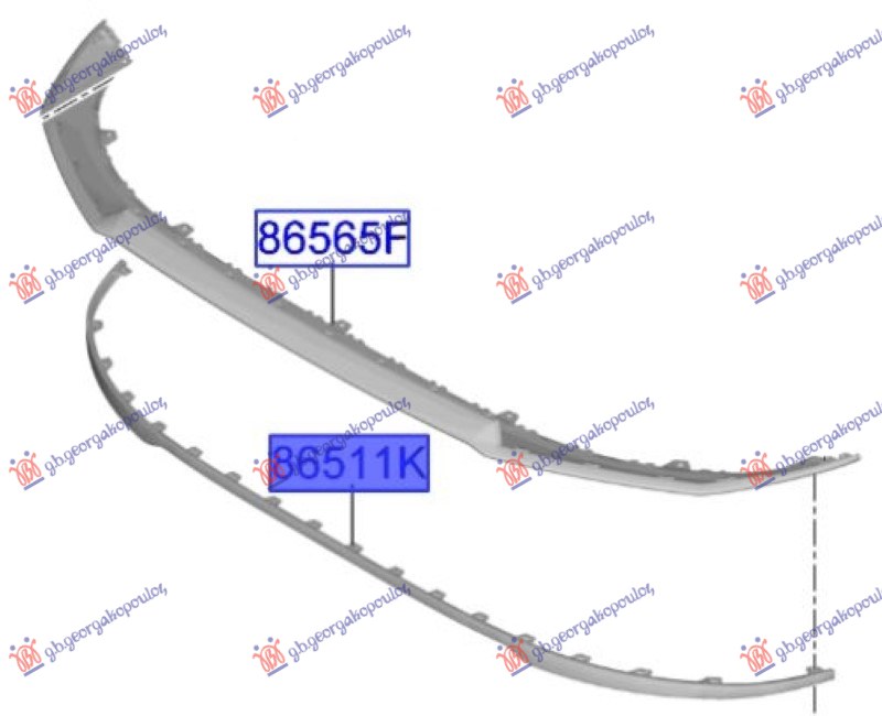 SPOJLER PREDNJEG BRANIKA (O) HYUNDAI i20 (2024-) (OEM: 86591-Q0000CA, 86591Q0000CA)