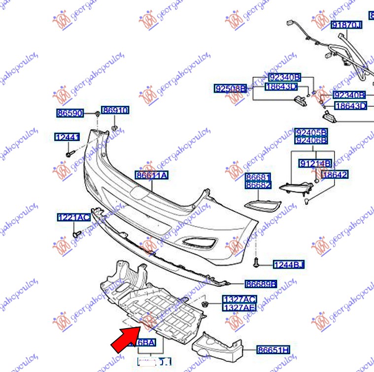 LAJSNA ZADNJEG BRANIKA DONJA (O) HYUNDAI i30 3D (2012-2014) (OEM: 86690-A6300, 86690A6300)