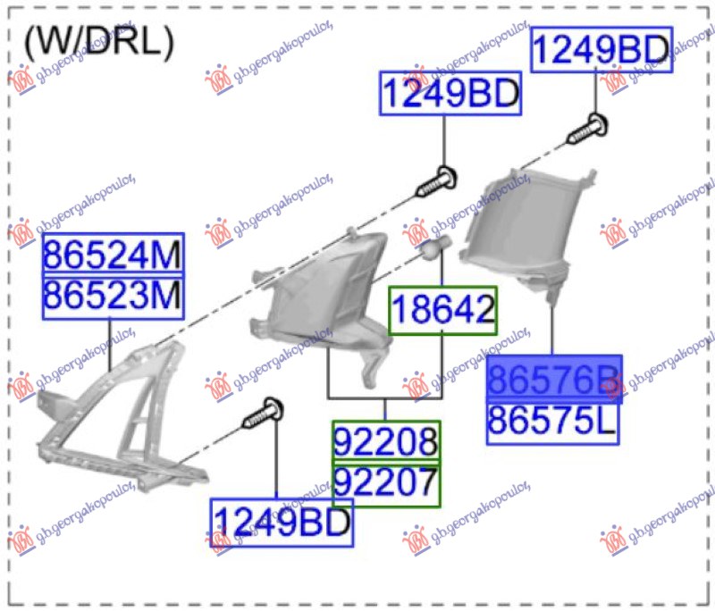 USMERIVAC VAZDUHA PREDNJEG BRANIKA (ZA VOZILA SA DNEVNIM SVETLOM) (O) Desna str. HYUNDAI i20 (2024-) (OEM: 86542-Q0GA0, 86542Q0GA0)