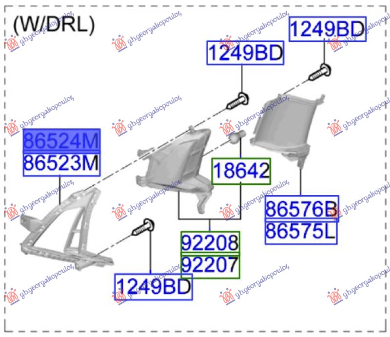 RESETKA PREDNJEG BRANIKA (SA DNEVNIM SVETLOM) (O) Leva str. HYUNDAI i20 (2024-) (OEM: 86537-Q0GA0CA, 86537Q0GA0CA)