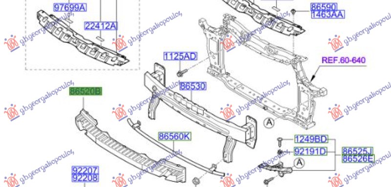 APSORBER PREDNJEG BRANIKA (O) HYUNDAI i10 (2016-) (OEM: 86520-B9500, 86520B9500)