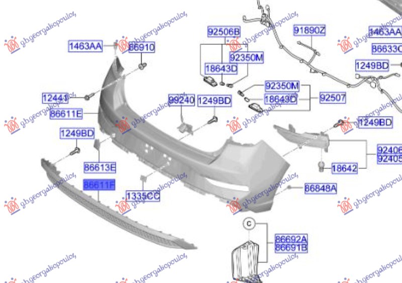 ZADNJI BRANIK DONJI (O) HYUNDAI i30 HATCHBACK (2020-) (OEM: 86612-G4500, 86612G4500)