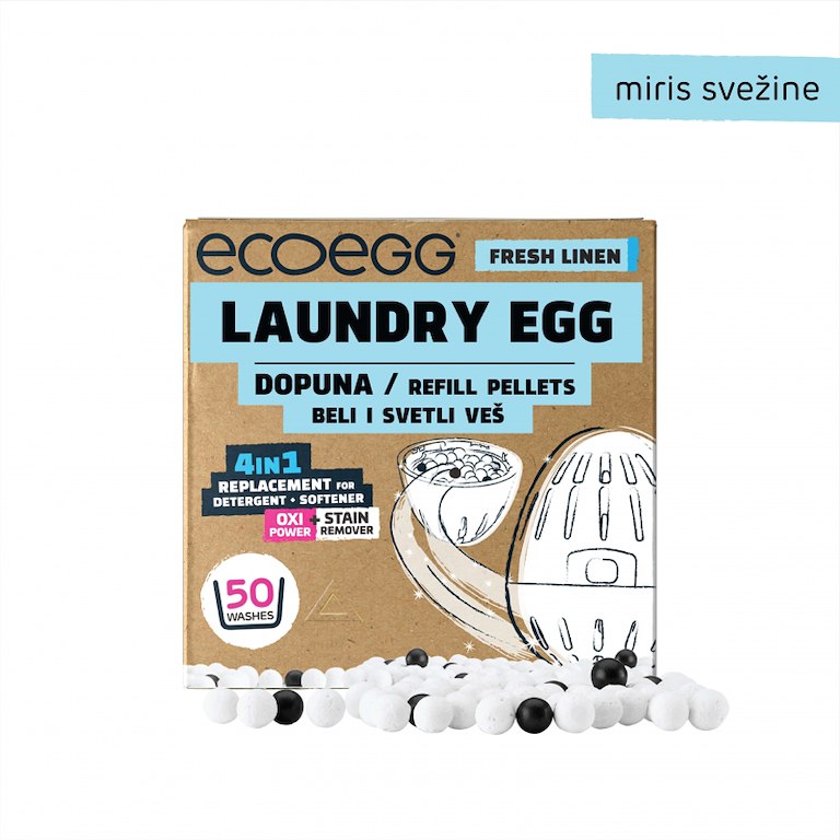 ECOEGG 4u1 Dopuna za deterdžent i omekšivač za beli i svetli veš, Miris svežine-50 pranja