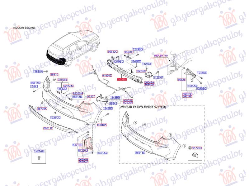 SINA ZADNJEG BRANIKA (O) HYUNDAI i30 FASTBACK (2020-) (OEM: 86631-G4AA0, 86631G4AA0)