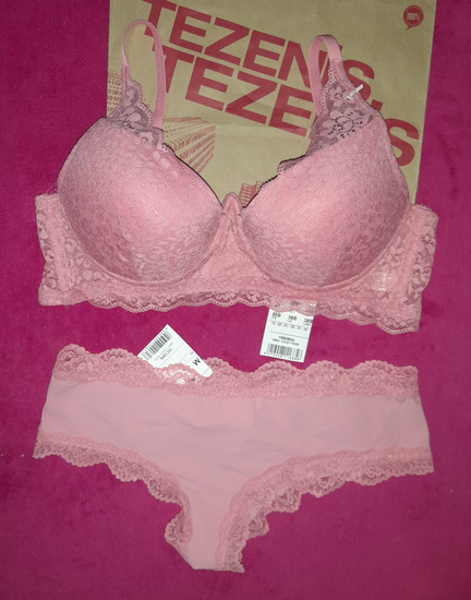 Tezenis roze cipka super push up 85B/M NOVO!