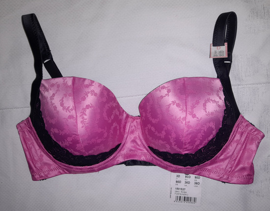 Tezenis roze crni balconette brus 80D/80C NOVO!