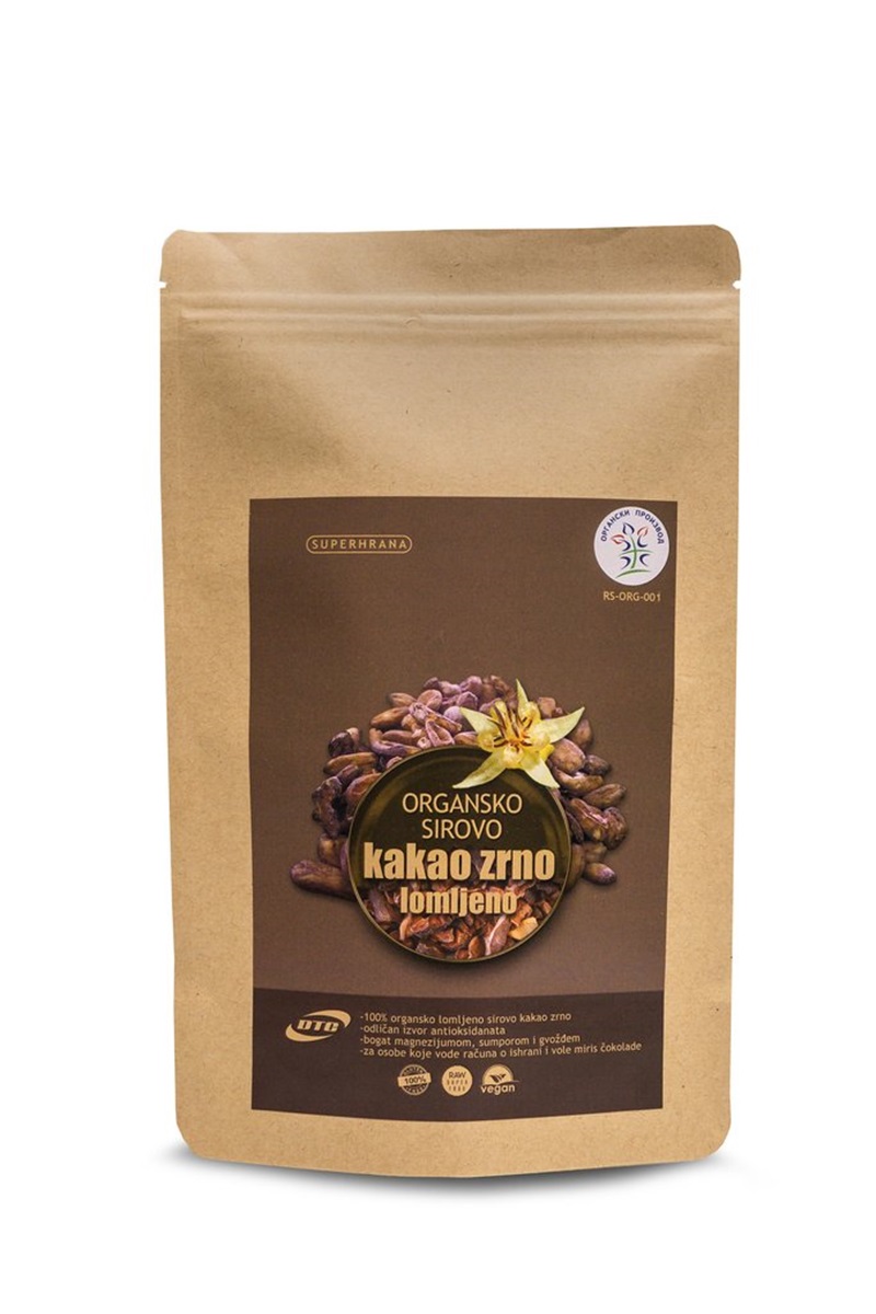 ORGANSKO KAKAO ZRNO (Theobroma cacao) LOMLJENO 200G DTC