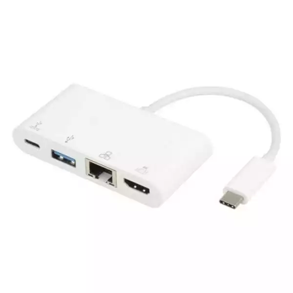 E-Green Adapter USB 3.1 Tip C(M) – HDMI+USB 3.0+Tip C+RJ45(F)