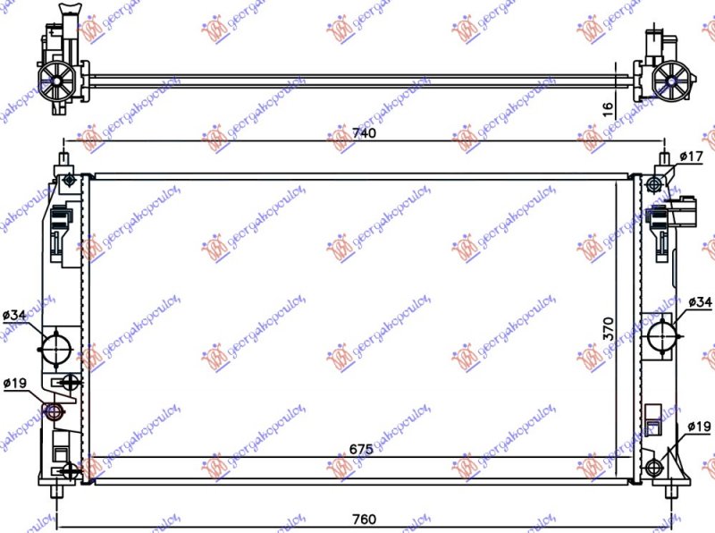 HLADNJAK MOTORA 1.8 HIBRID (675x370x16)