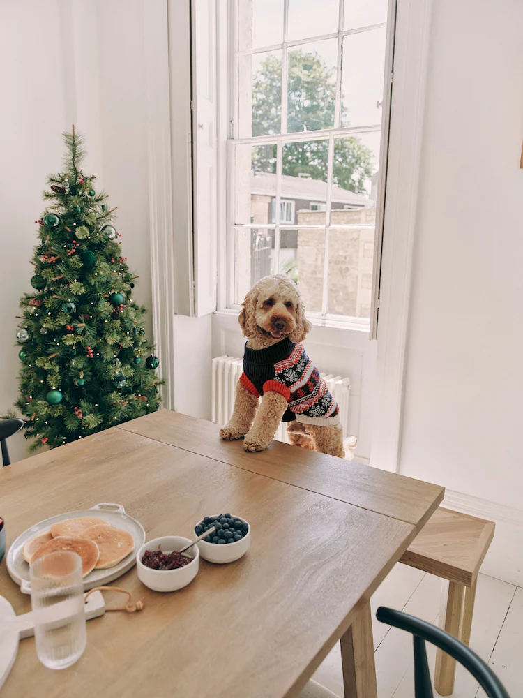 Navy Blue Fairisle Pattern Christmas Dog Jumper