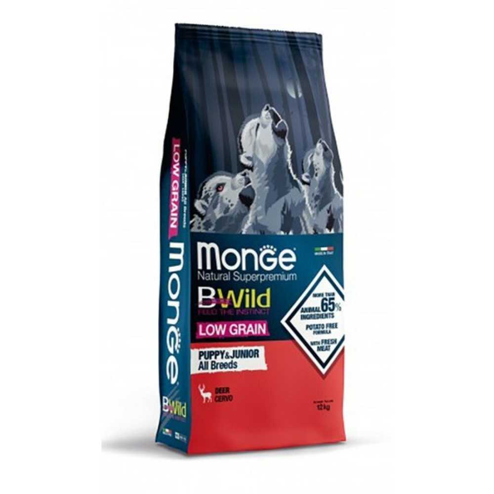 Monge BWild hrana za pse Low grain Puppy - jelen 12kg