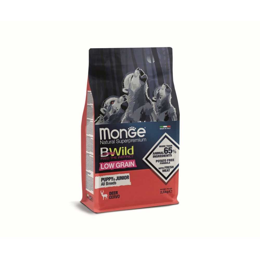 Monge BWild hrana za pse Low grain Puppy - jelen 2.5kg