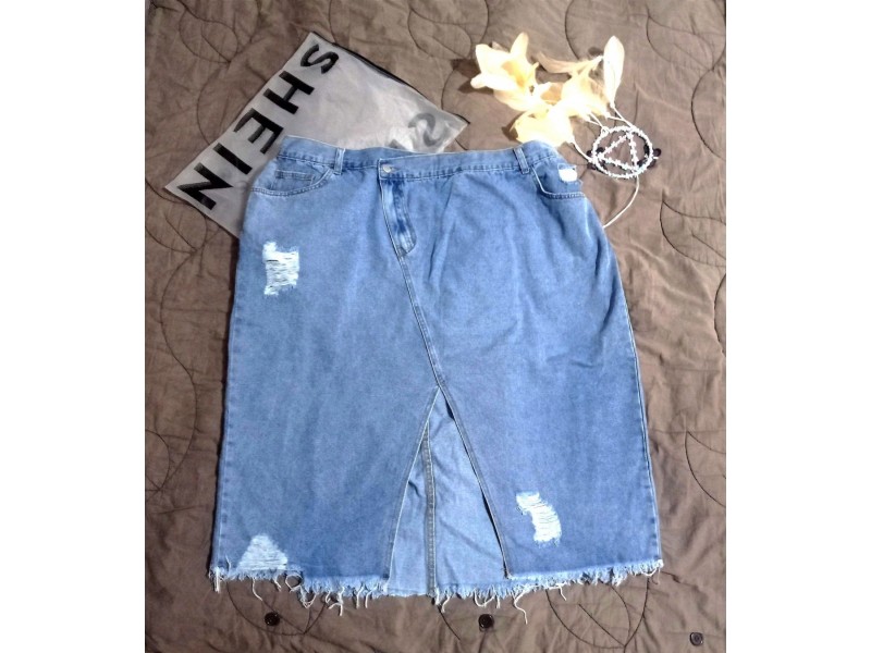 *Shein* nova denim suknja,pamuk,viskoza, 4 Xl